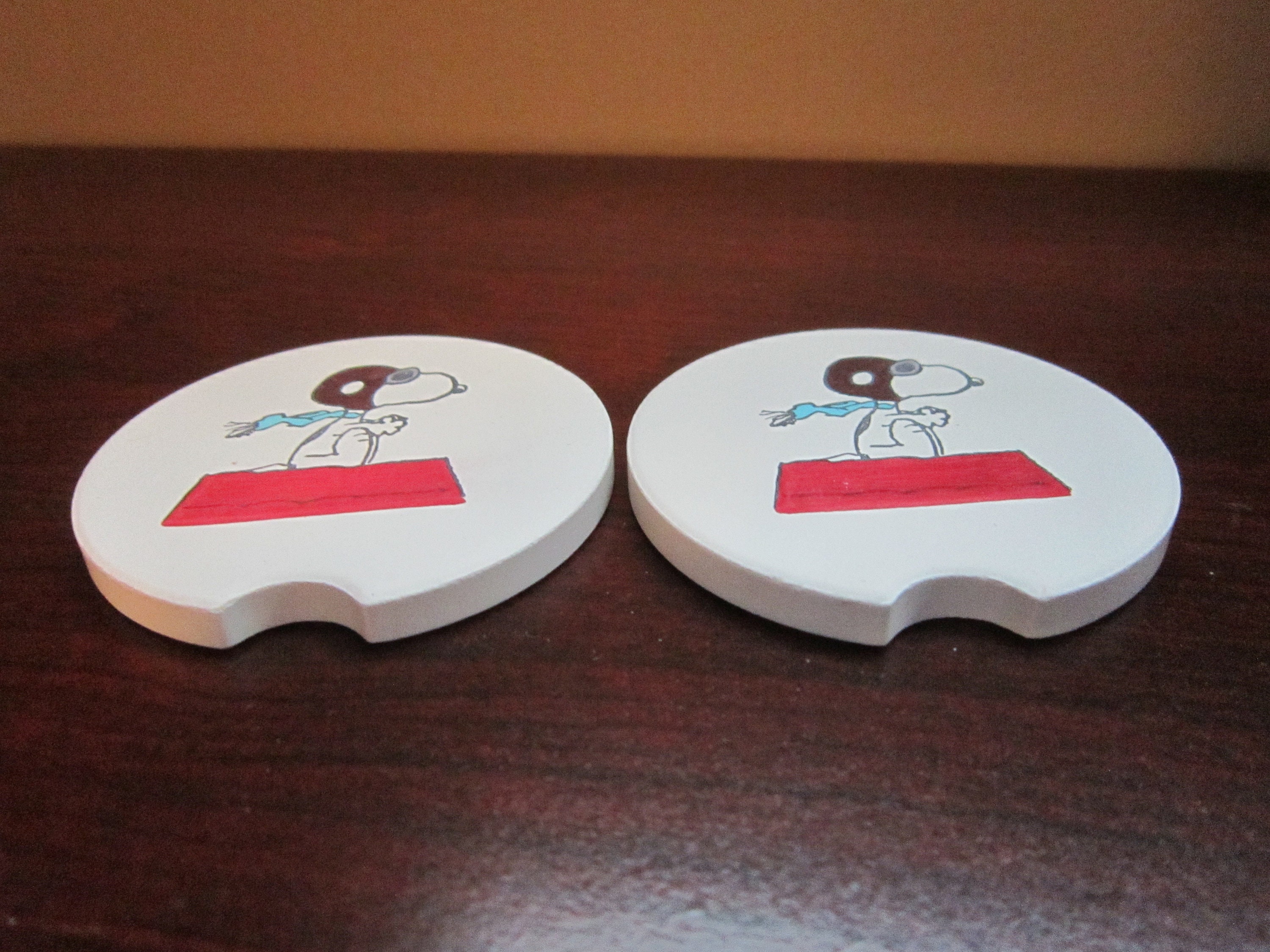 Set of 2 Snoopy Car Coasters for Your Cup Holders. Featuring the ...