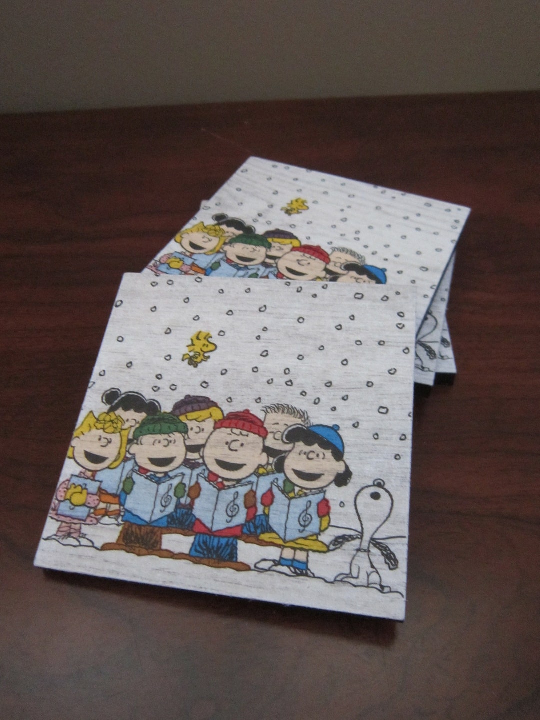 Set of 4 Vinyl Plank Coasters W/ Images of Peanuts Gang W/ Snoopy ...