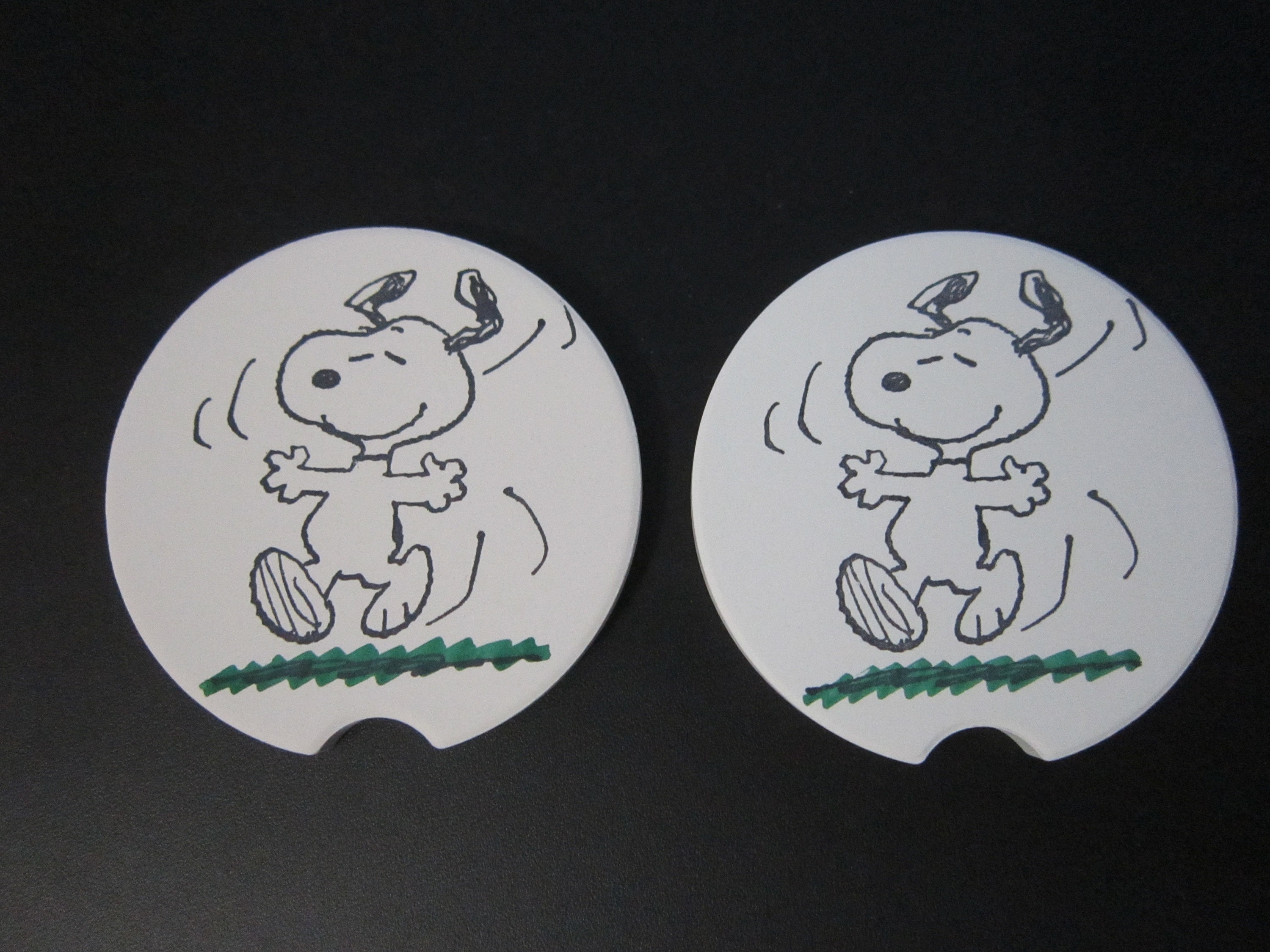 Set of 2 Snoopy Happy Dance Car Coasters for Your Cup Holders ...