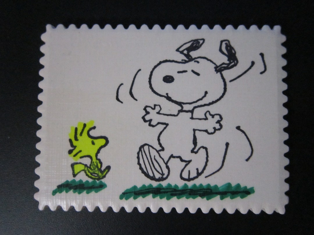 1 'postage Stamp' Ceramic Refrigerator Magnet W/ Snoopy & Woodstock ...