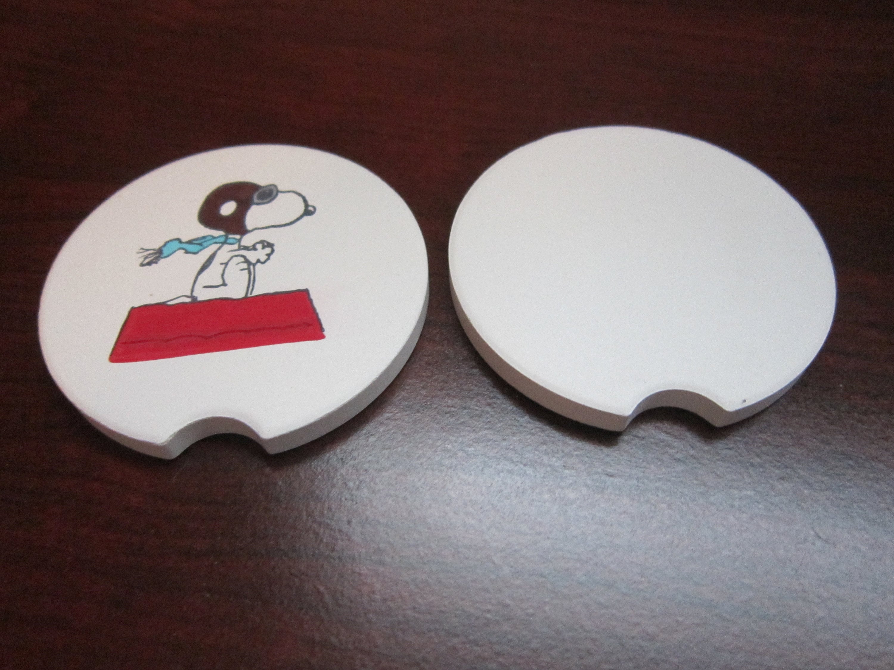 Set of 2 Snoopy Car Coasters for Your Cup Holders. Featuring the ...