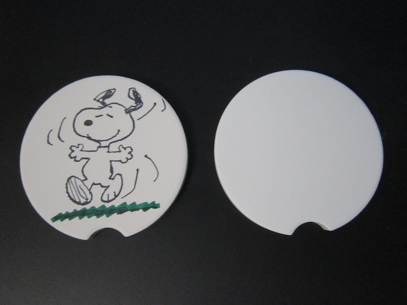 Set of 2 Snoopy Happy Dance Car Coasters for Your Cup Holders ...
