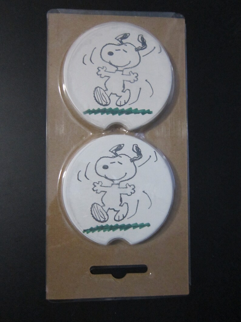 Set of 2 Snoopy Happy Dance Car Coasters for Your Cup Holders. - Etsy