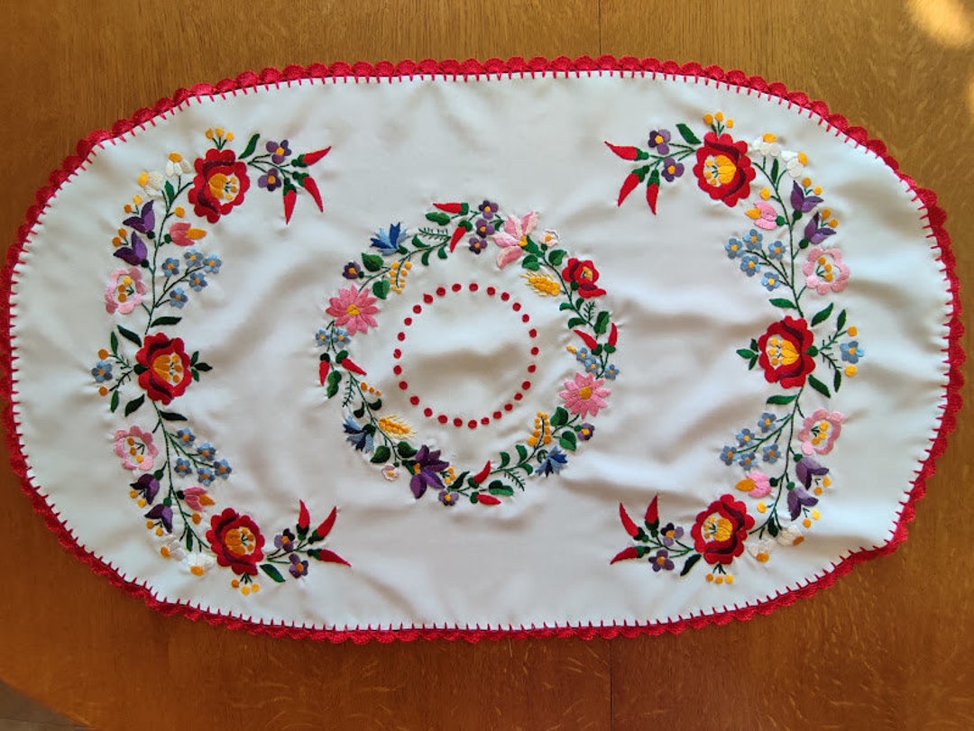Hungarian Table Runner, Decor Accessories, Kalocsa Folk Art, Hand ...