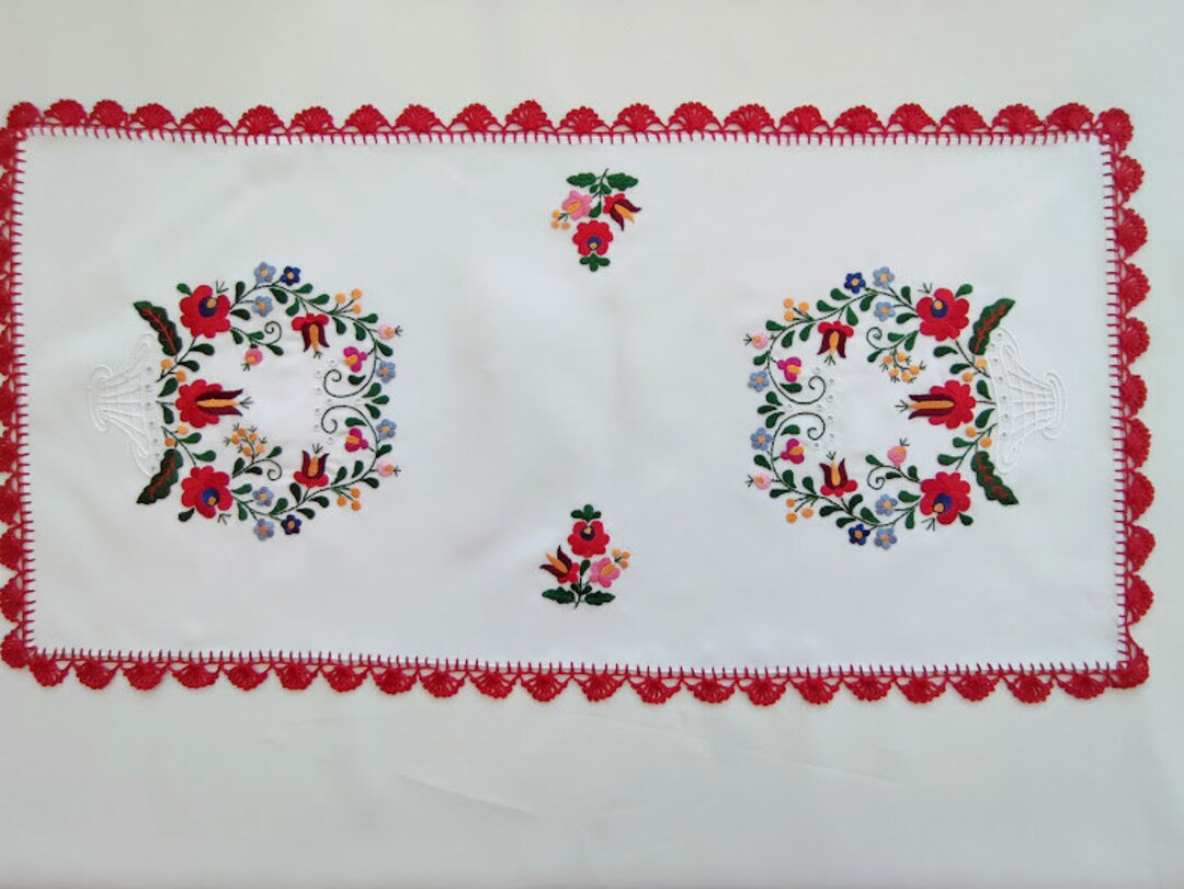 Hungarian Tablerunner Decor Accessories Matyo Folk Art Hand - Etsy