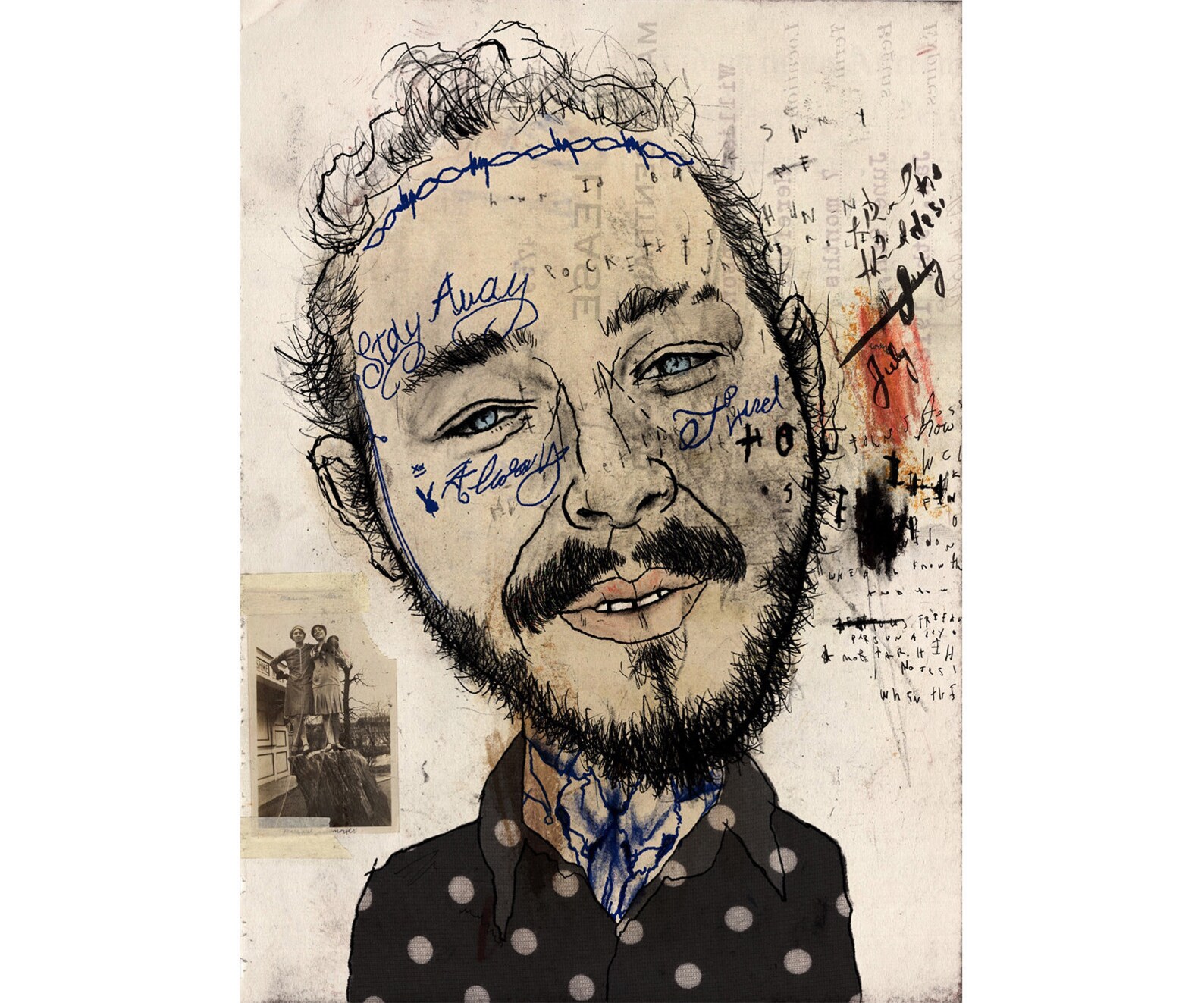 Post Malone Large Fine Art Print of an Original Mixed Media - Etsy
