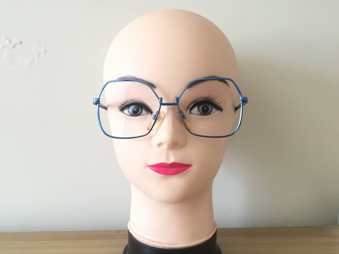 Blue Eyeglasses Neostyle Germany Frames Hexagon Glasses Chrome Vintage Glasses Retro Frames ...