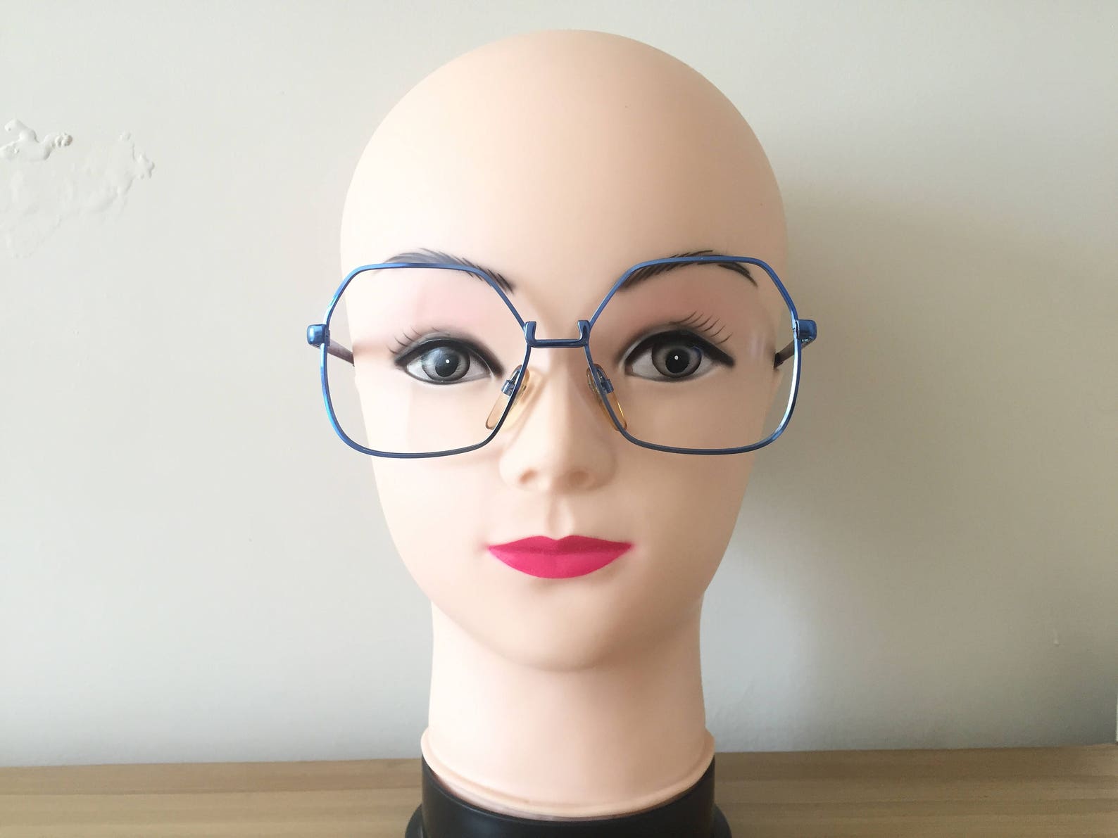 Blue Eyeglasses Neostyle Germany Frames Hexagon Glasses Chrome Vintage Glasses Retro Frames