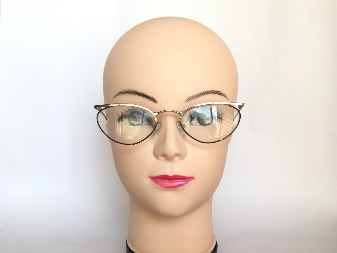Small Cat Eye Glasses 60s Style Frame Vintage Silver Cateye Etsy
