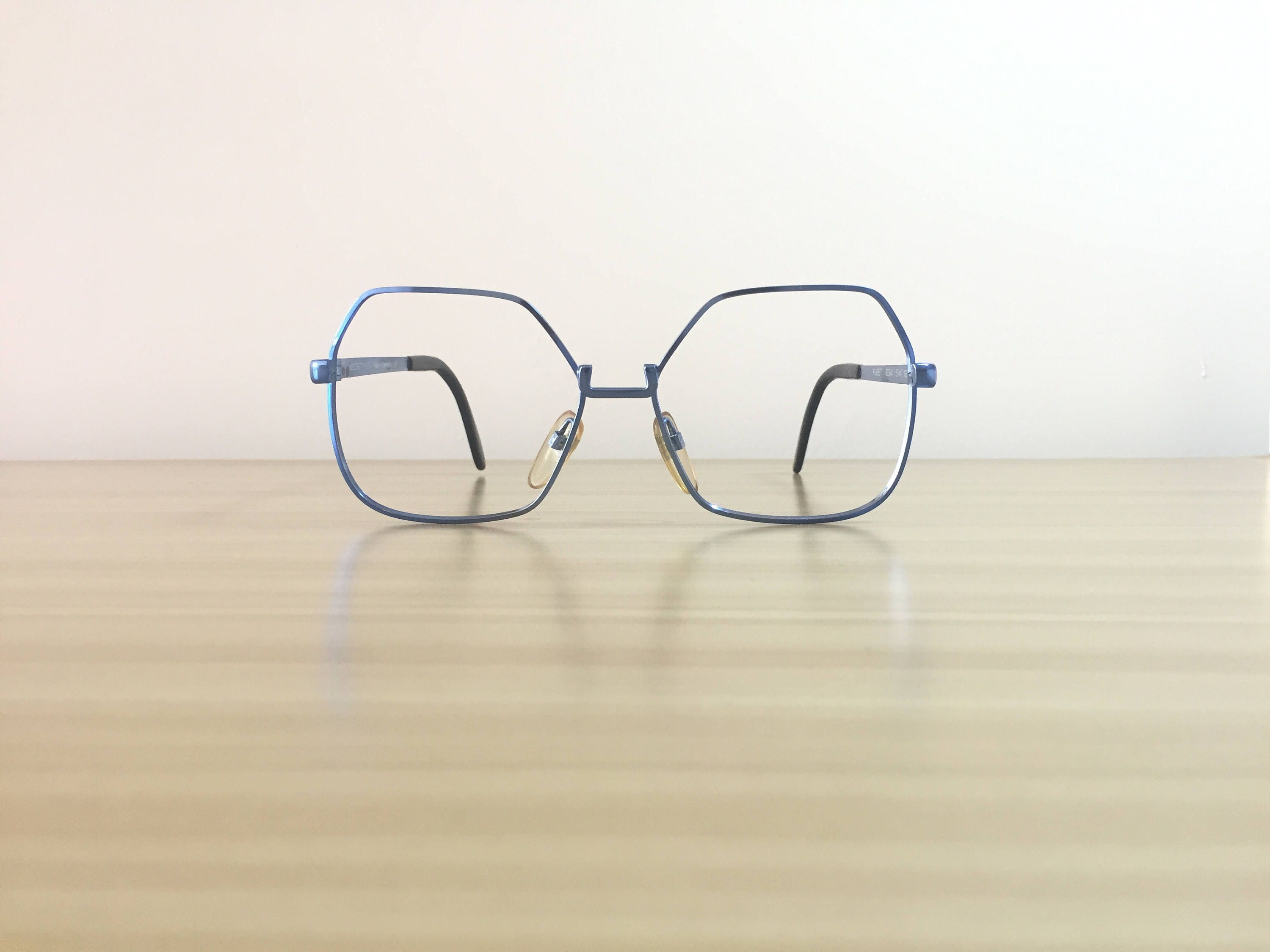 Blue Eyeglasses Neostyle Germany Frames Hexagon Glasses Chrome Vintage Glasses Retro Frames ...