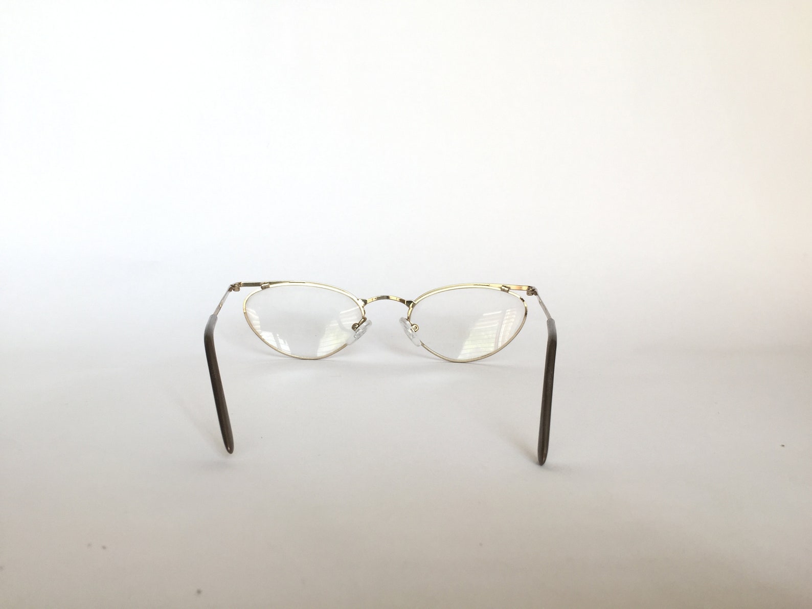 Small Cat Eye Glasses 60s Style Frame Vintage Silver Cateye Spectacle ...