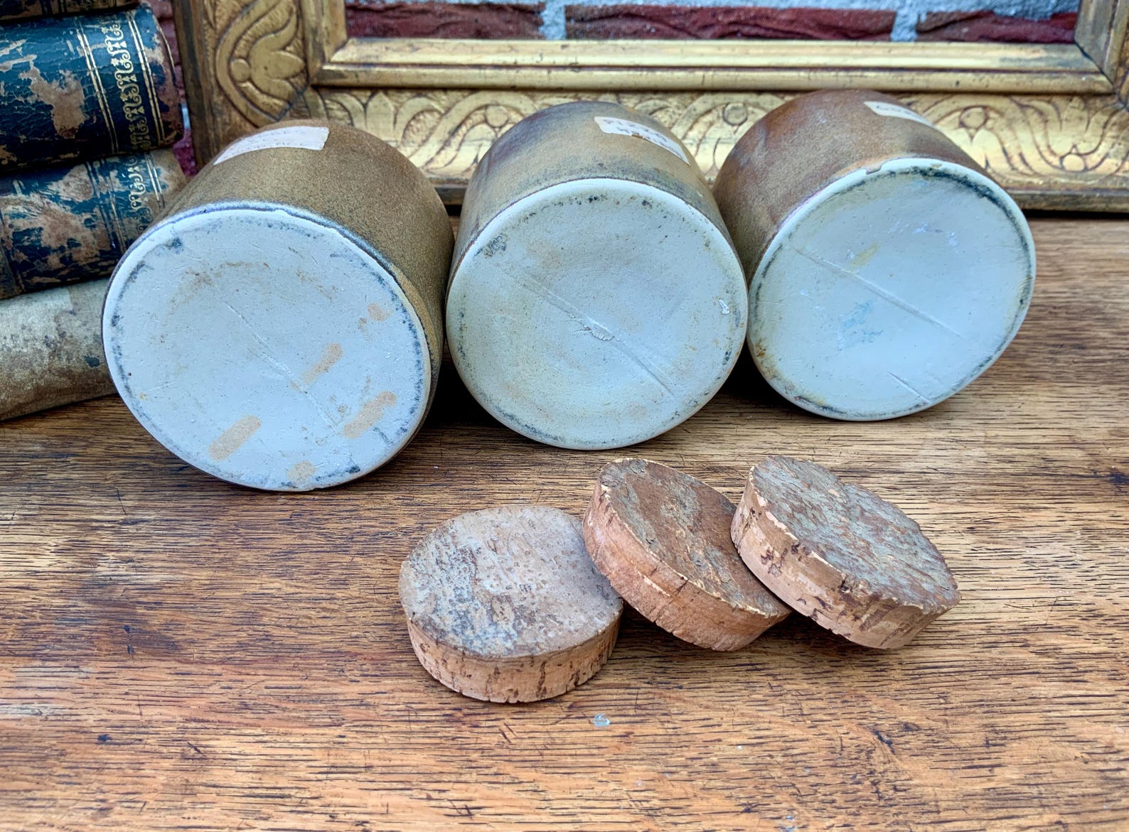 Set of 3 Vintage French Mustard Jars Set of 3 Spectacular Patina French ...