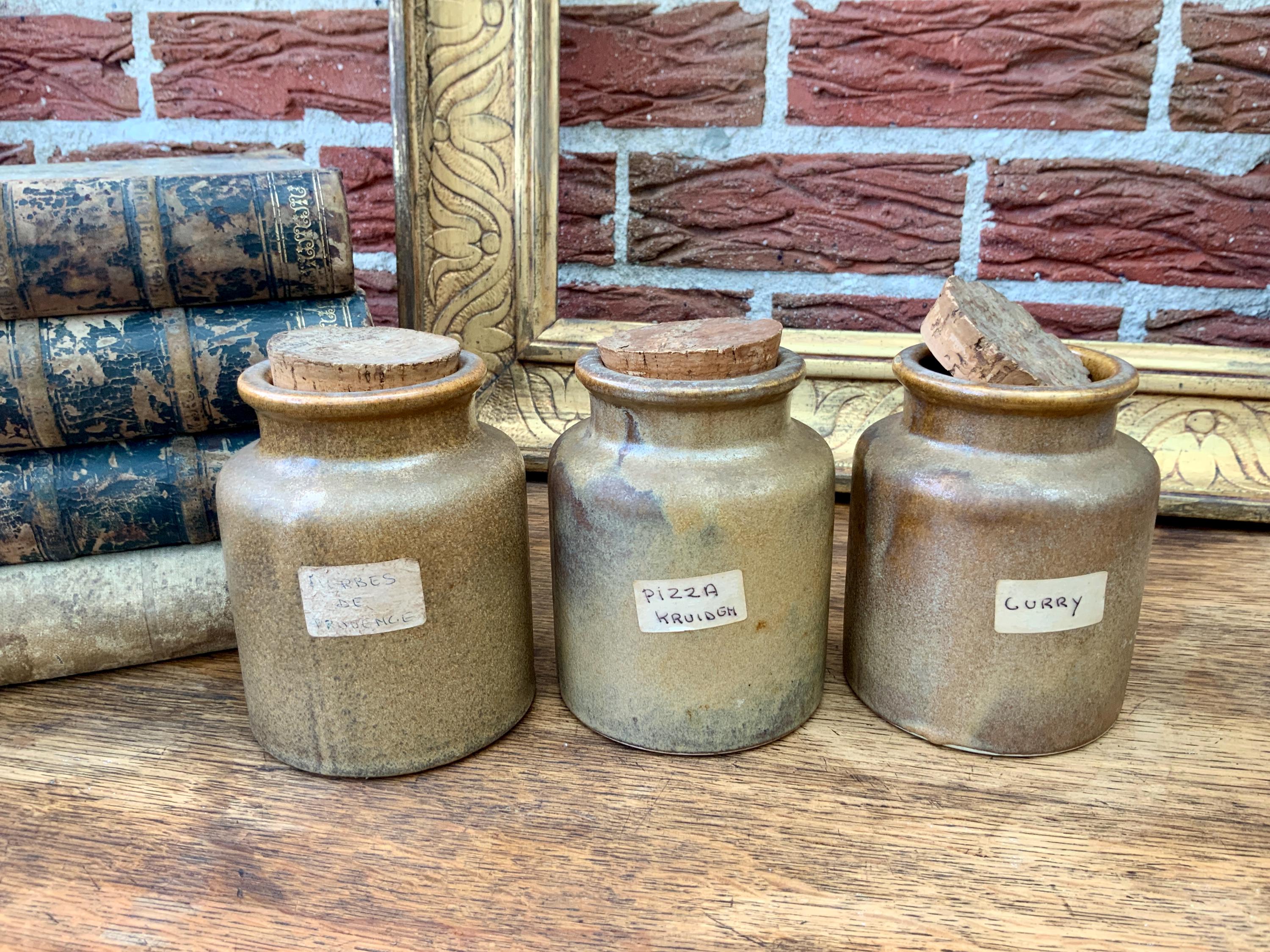 Set of 3 Vintage French Mustard Jars Set of 3 Spectacular Patina French ...