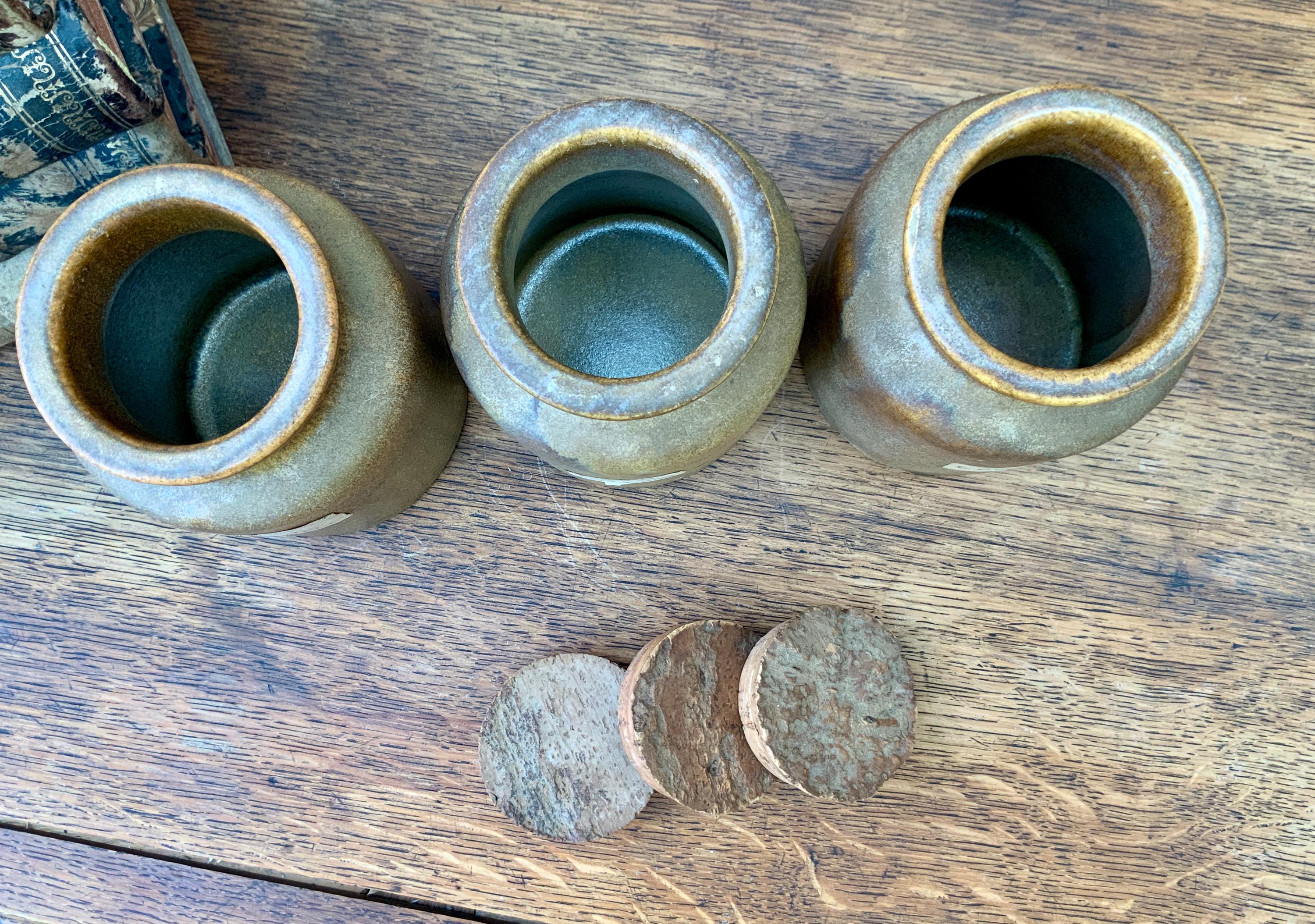 Set of 3 Vintage French Mustard Jars Set of 3 Spectacular Patina French ...
