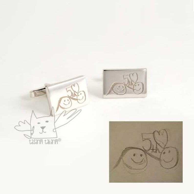 Personalized Silver Cufflinks From Your Child's Drawings, Designed by ...