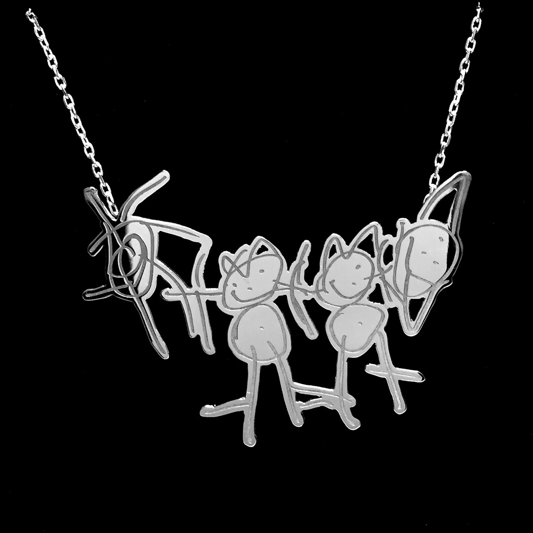 Personalized Jewelry, Custom Made Kid's Drawing Silver Necklaces ...