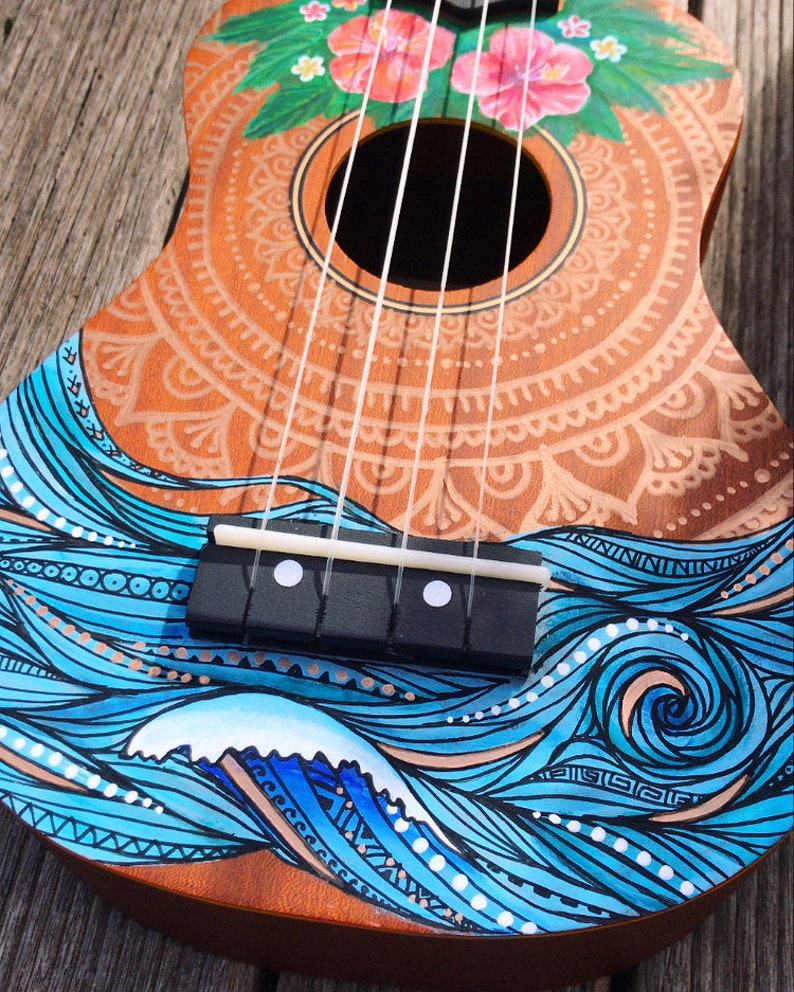 Hawaiian Ukulele | Hand Painted Ukuleles Personalised by Coral Flamingo ...