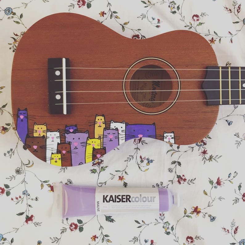 Crazy Cat Lady Ukulele | Hand Painted Ukuleles Personalised by Coral ...