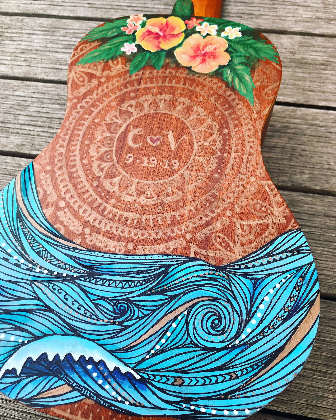 Hawaiian Ukulele | Hand Painted Ukuleles Personalised by Coral Flamingo ...