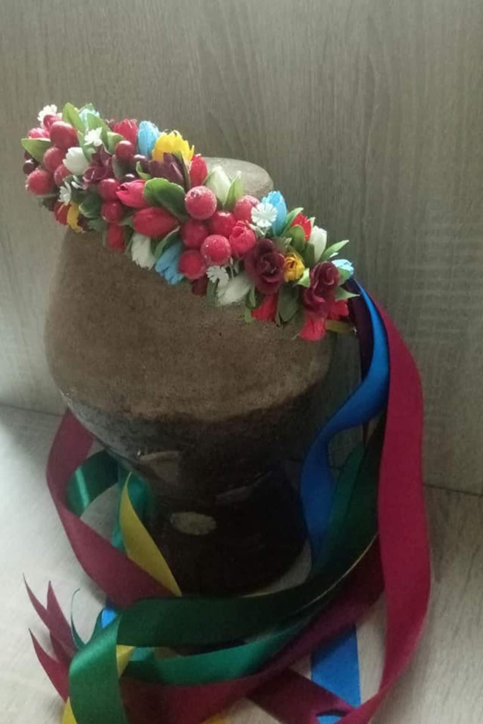Ukrainian red flower crown Ukraine national hair wreath Bride | Etsy