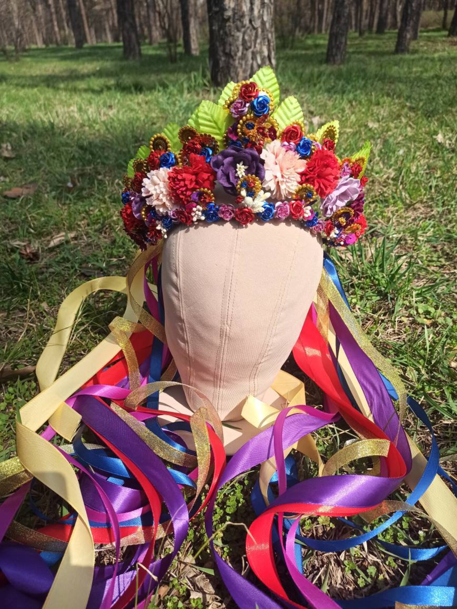 Ukrainian flower crown Ukraine national hair wreath Bride | Etsy