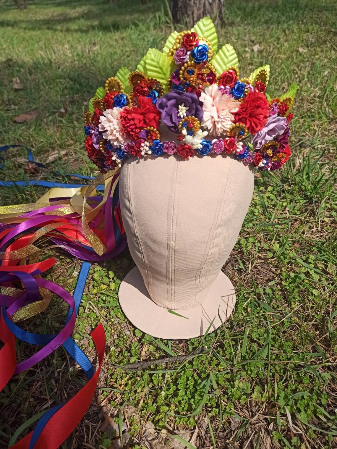 Ukrainian flower crown Ukraine national hair wreath Bride | Etsy