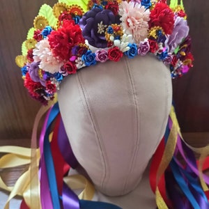 Ukrainian flower crown Ukraine national hair wreath Bride | Etsy