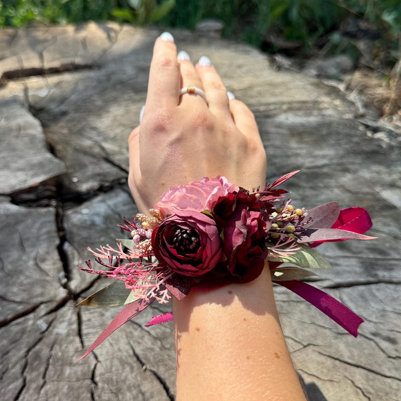 Burgundy Corsage - Etsy