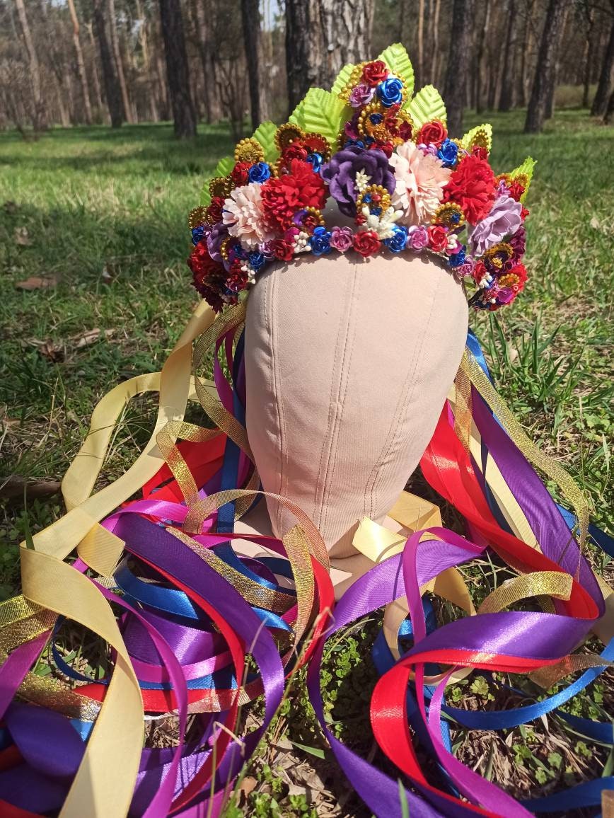 Ukrainian Flower Crown Ukraine National Hair Wreath Bride Ukrainian ...
