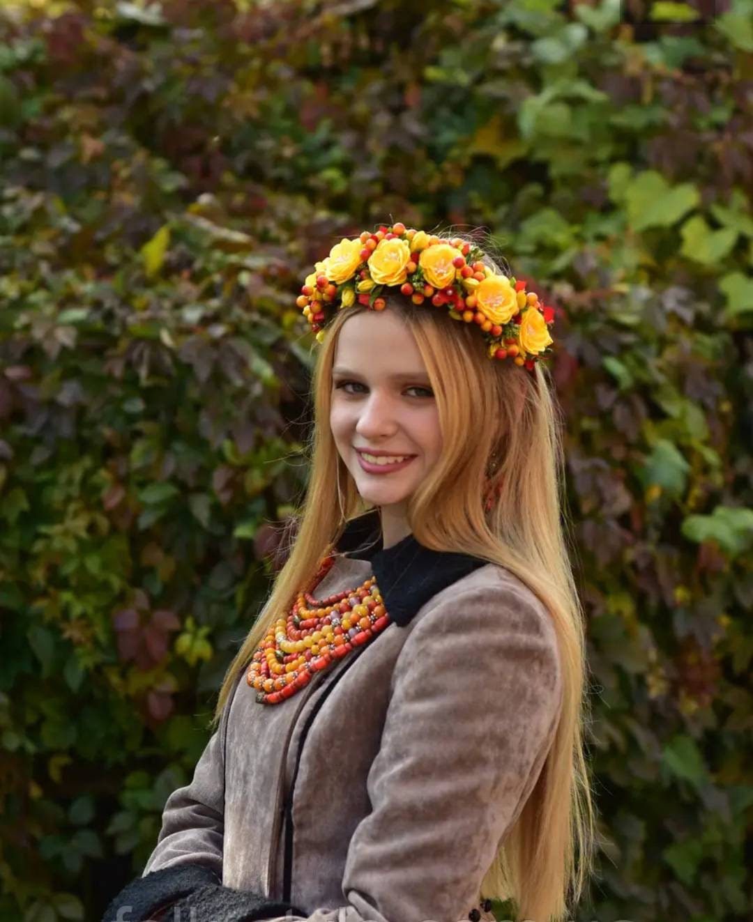 Yellow Ukrainian Wreath Flower Hair Crown Winter Bridal Floral Wreath ...