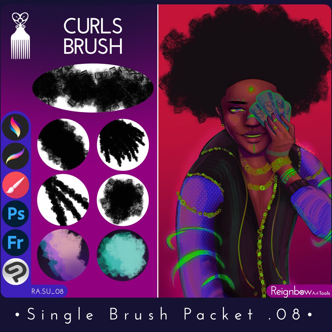 Single Packet: Hair Brush, Procreate Hair Brush, Photoshop Hair Brushes ...