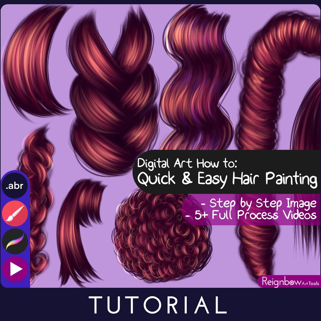 How to Paint Hair Drawing Digital Art Hair Painting Tutorial for ...