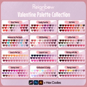 Valentine Color Palette Bundle Procreate, Adobe Photoshop, Illustrator ...