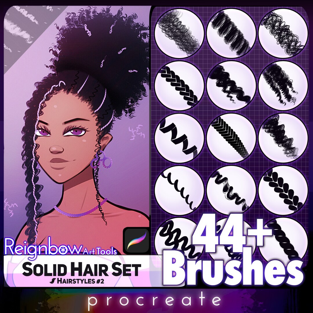 Procreate Hair Brushes Premium Hair Styles Solid Bundle - Etsy