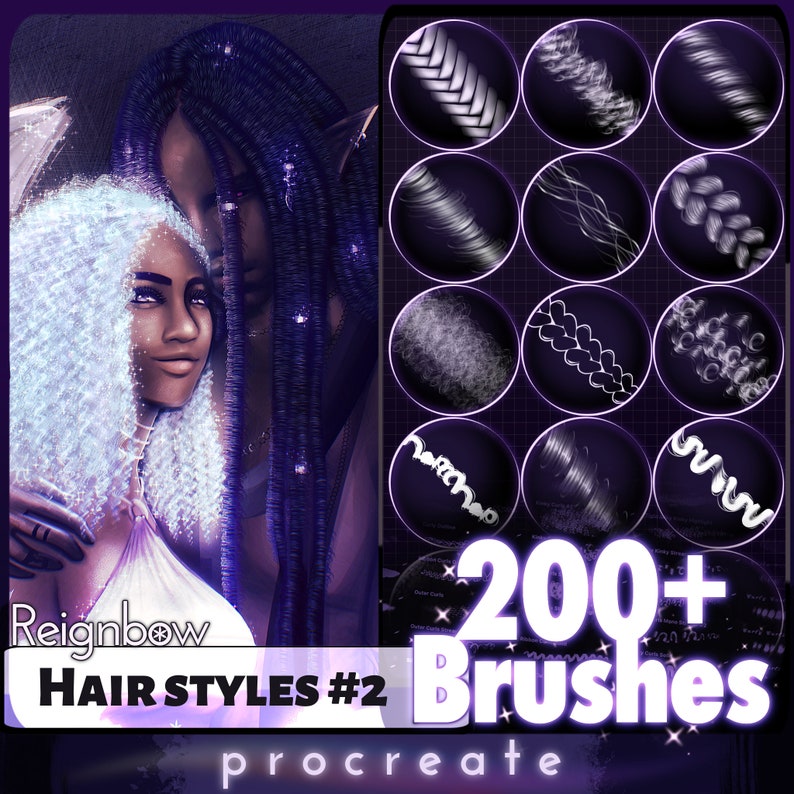 200 Procreate Hair Brushes Ultimate Mega Bundle Braids - Etsy