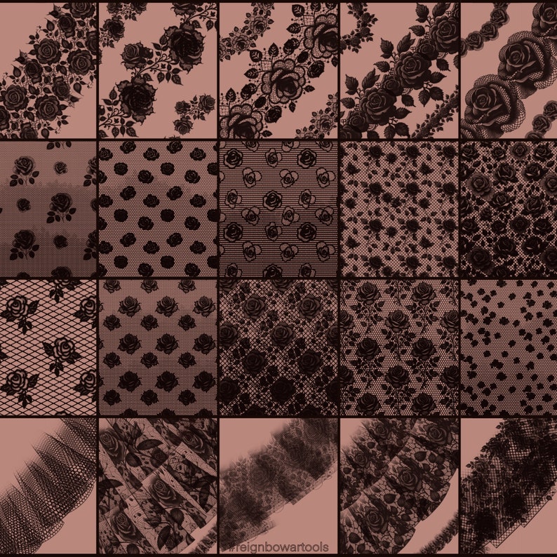 Procreate Lace Brushes Premium Seamless Lace Texture Bundle Floral Rose ...