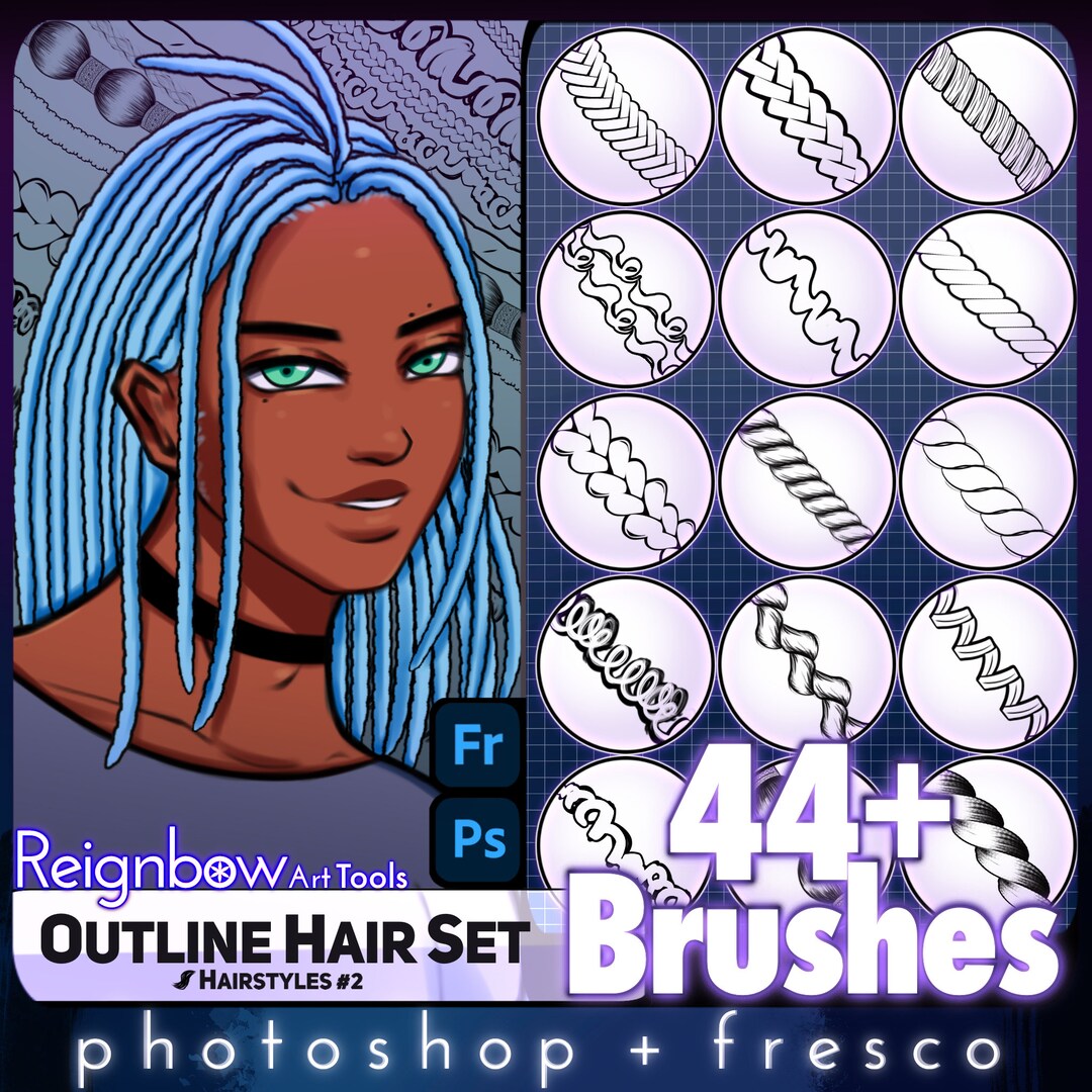 Photoshop Hair Brushes / Clip Studio Paint Outline Hairstyle Bundle ...