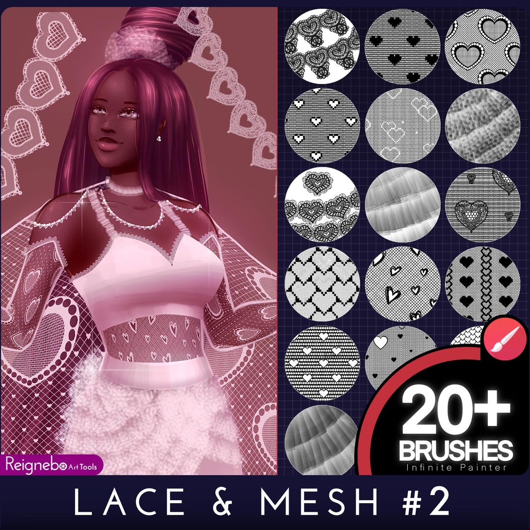 Infinite Painter Brushes - Premium Seamless Lace Textures - Heart Lace ...