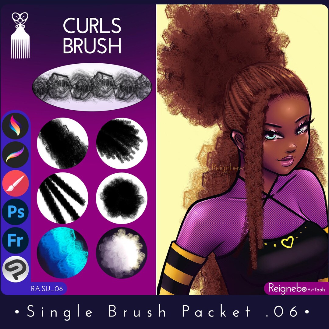 Single Packet: Hair Brush, Procreate Hair Brush, Photoshop Hair Brushes ...