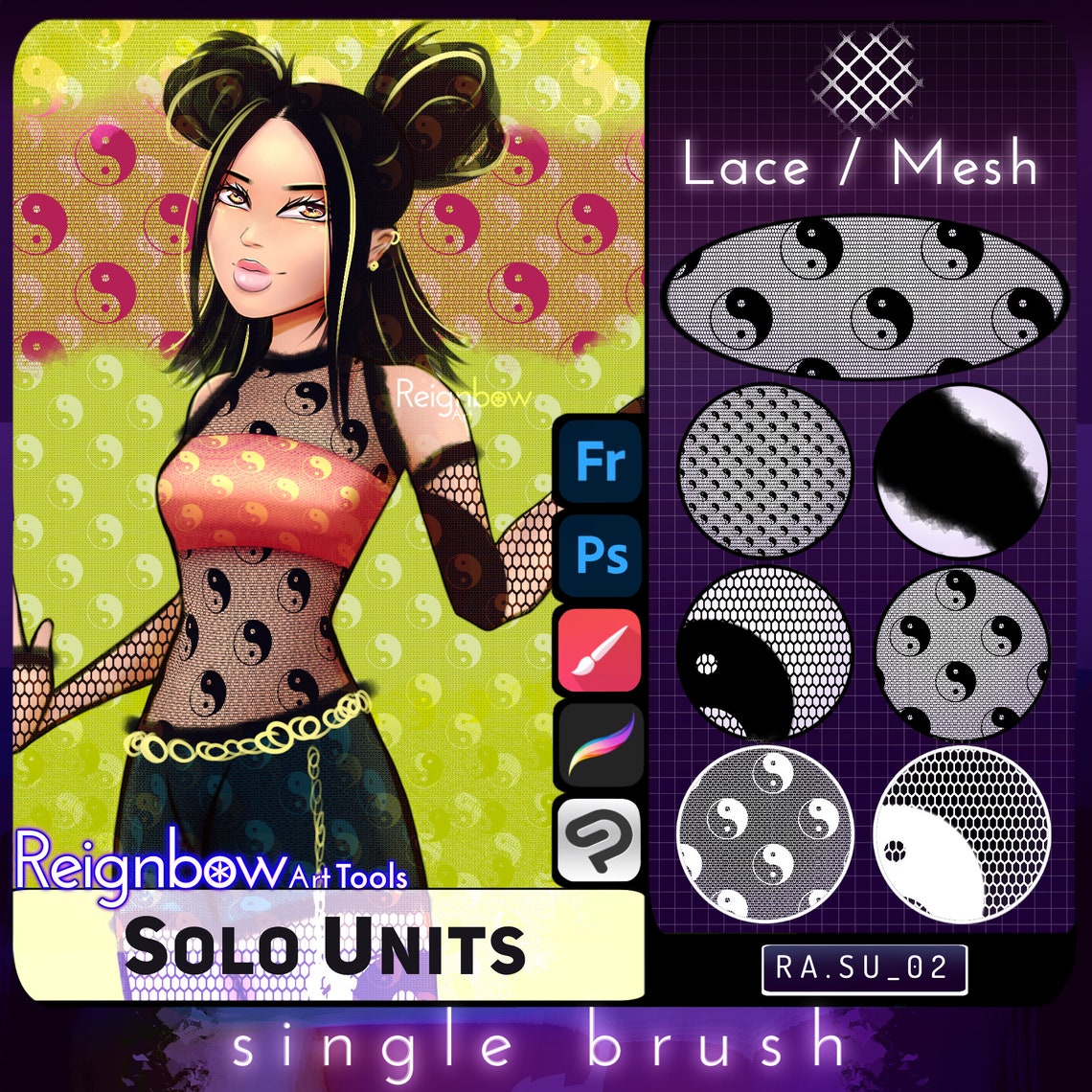 Single Packet: Lace Brush Procreate Fishnet Brush Photoshop - Etsy