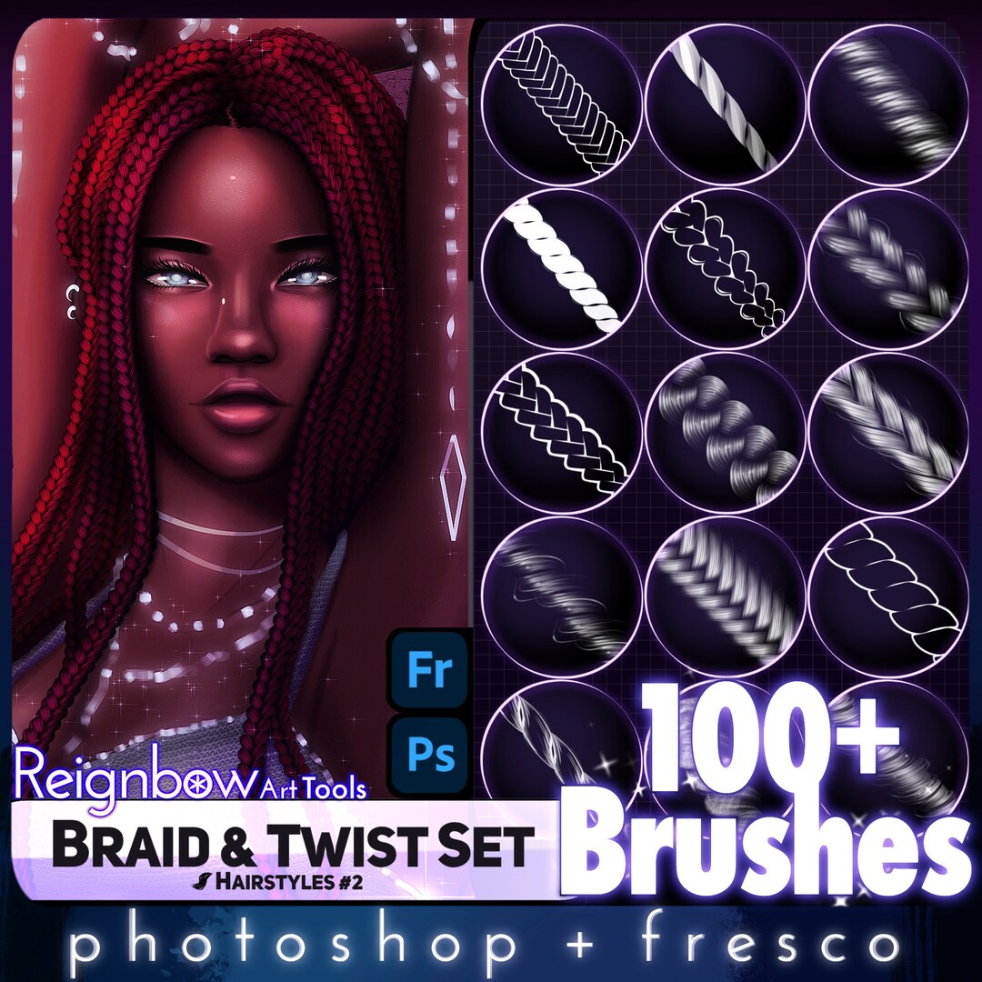 Photoshop Hair Brushes / Clip Studio Paint Braids and Twists - Etsy