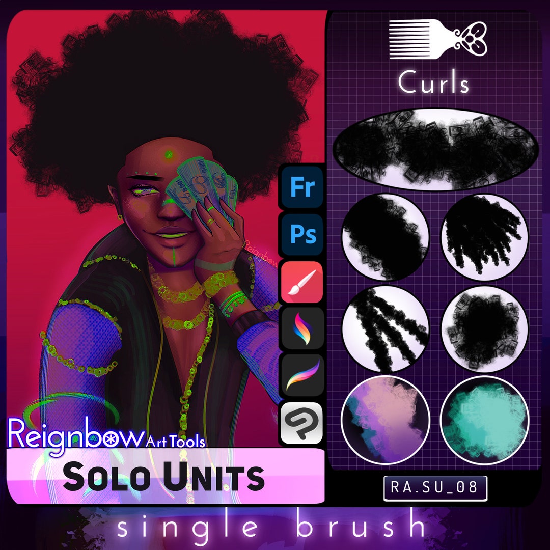 Single Packet: Hair Brush, Procreate Hair Brush, Photoshop Hair Brushes ...