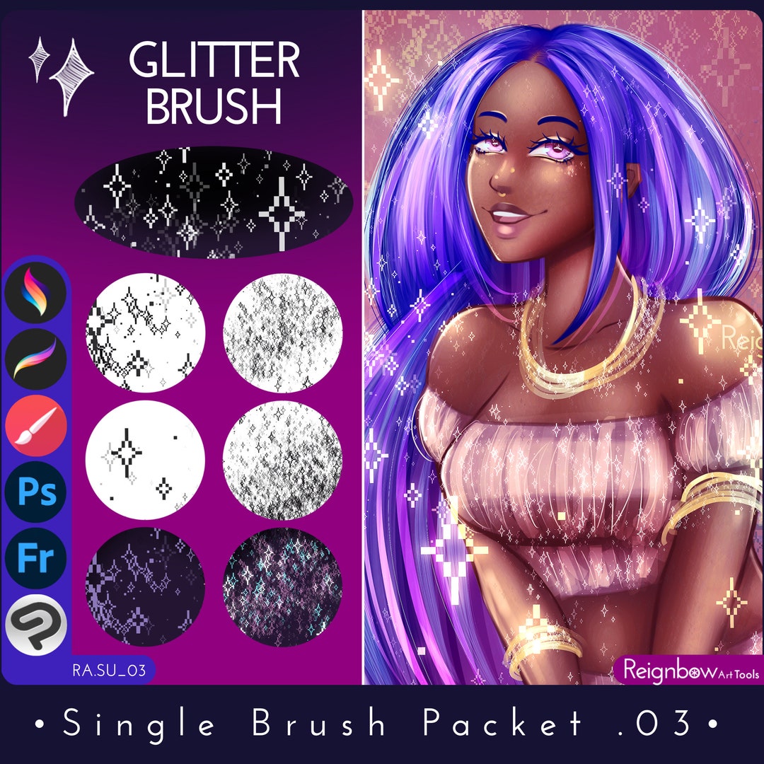 Single Packet: Sparkle Brush, Procreate Glitter Brush, Photoshop Bokeh ...