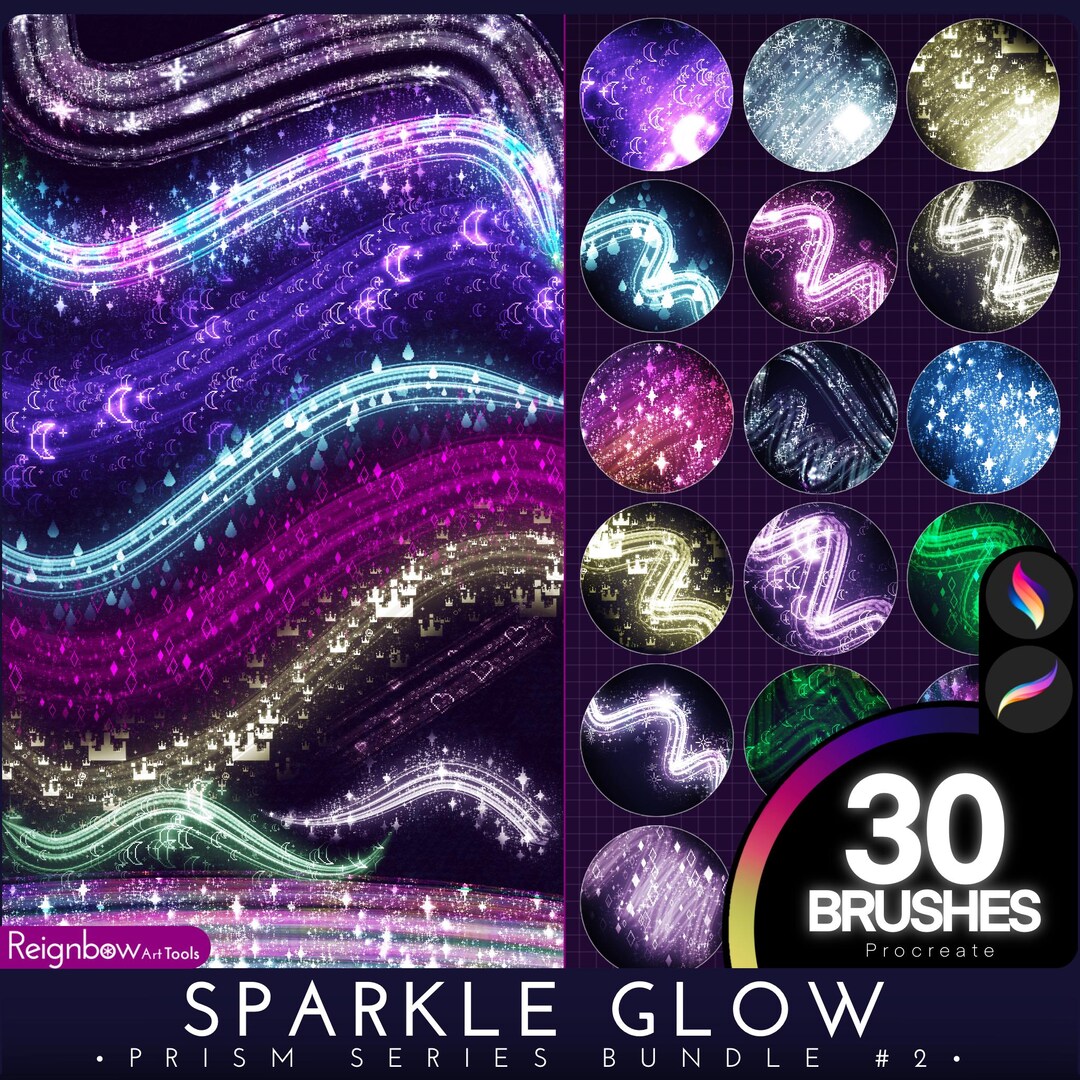Procreate Illustration Glitter Brushes, Procreate Light Brush ...