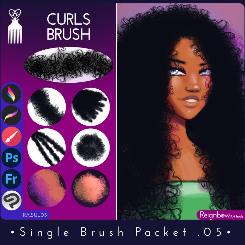 Single Packet: Hair Brush, Photoshop Hair Brush, Procreate Hair Brushes ...