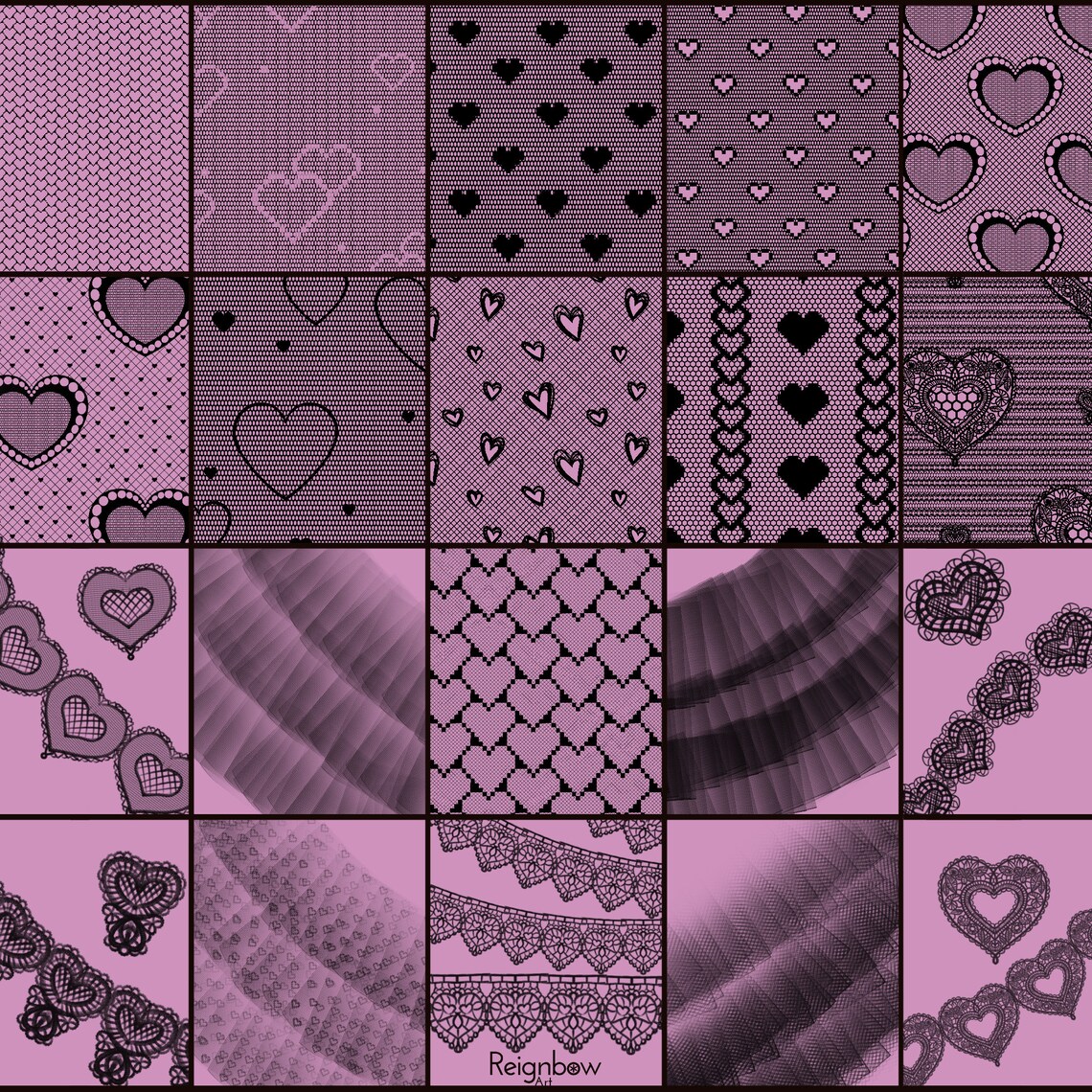 Procreate Lace Brushes Premium Seamless Lace Texture Bundle Heart Lace ...