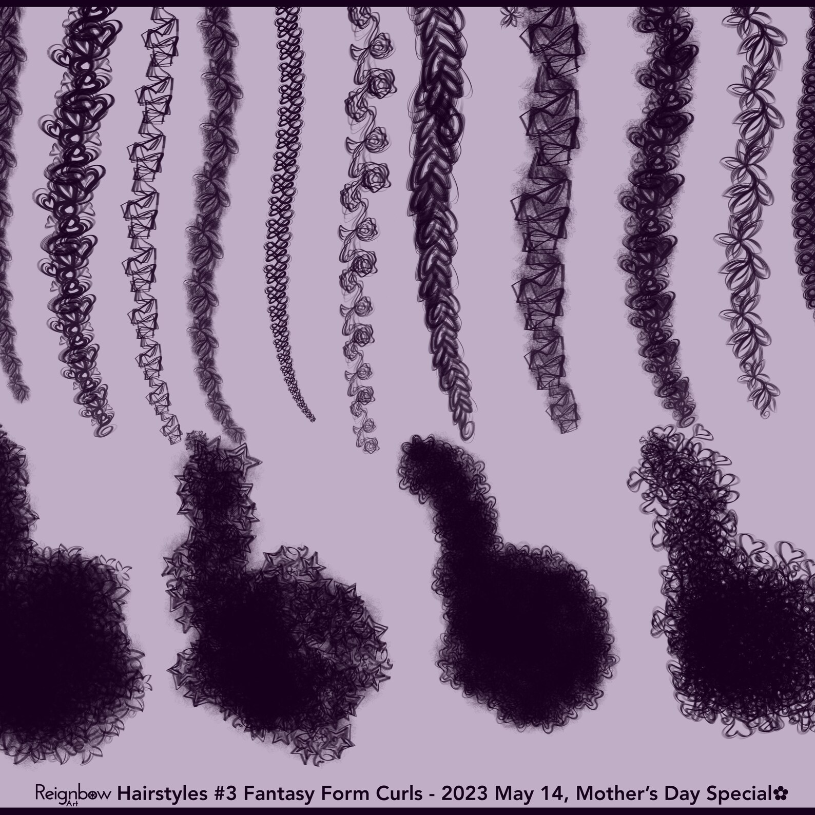 Procreate Hair Brushes - Premium Hair Styles Solid Bundle - Curls ...