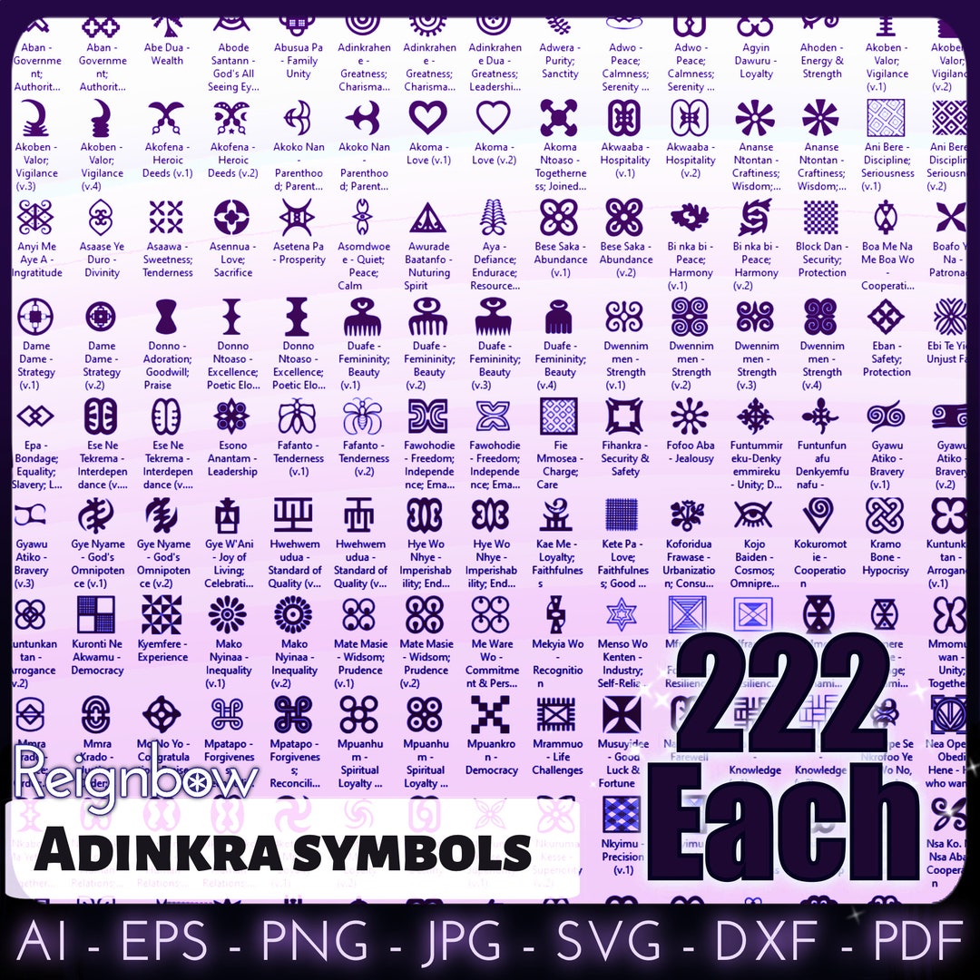 222 Adinkra Symbols Png Jpg Ai Eps Svg Dxf Pdf Vector - Etsy Hong Kong