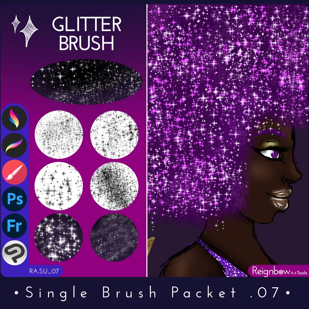 Single Packet: Sparkle Brush, Procreate Glitter Brush, Photoshop Star ...
