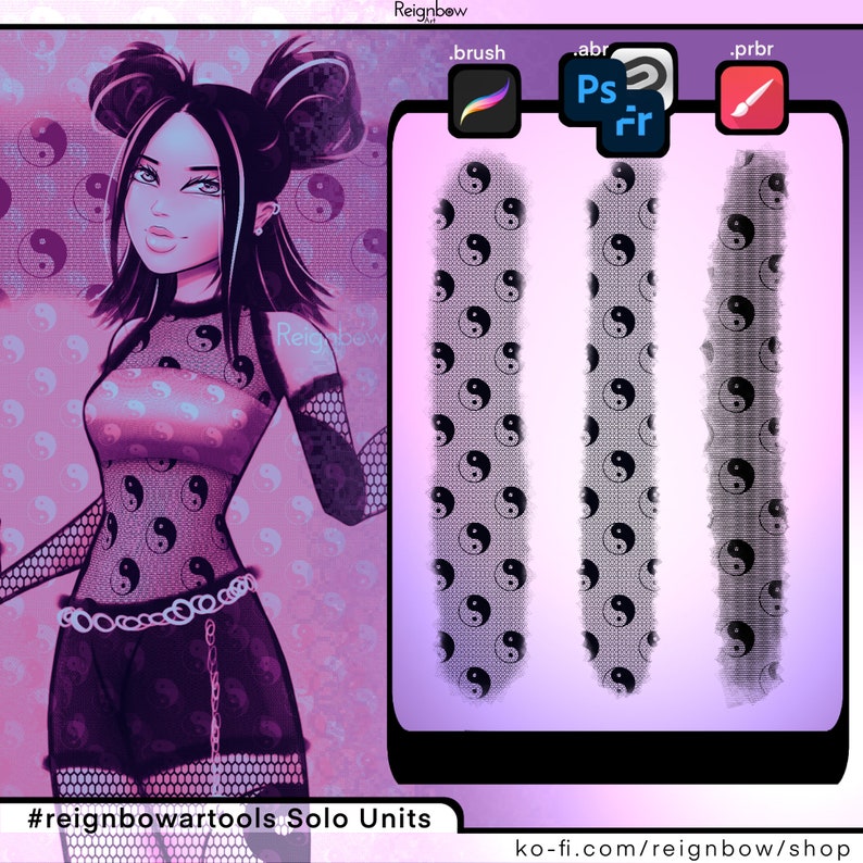 Single Packet: Lace Brush, Procreate Fishnet Brush, Photoshop Mesh ...